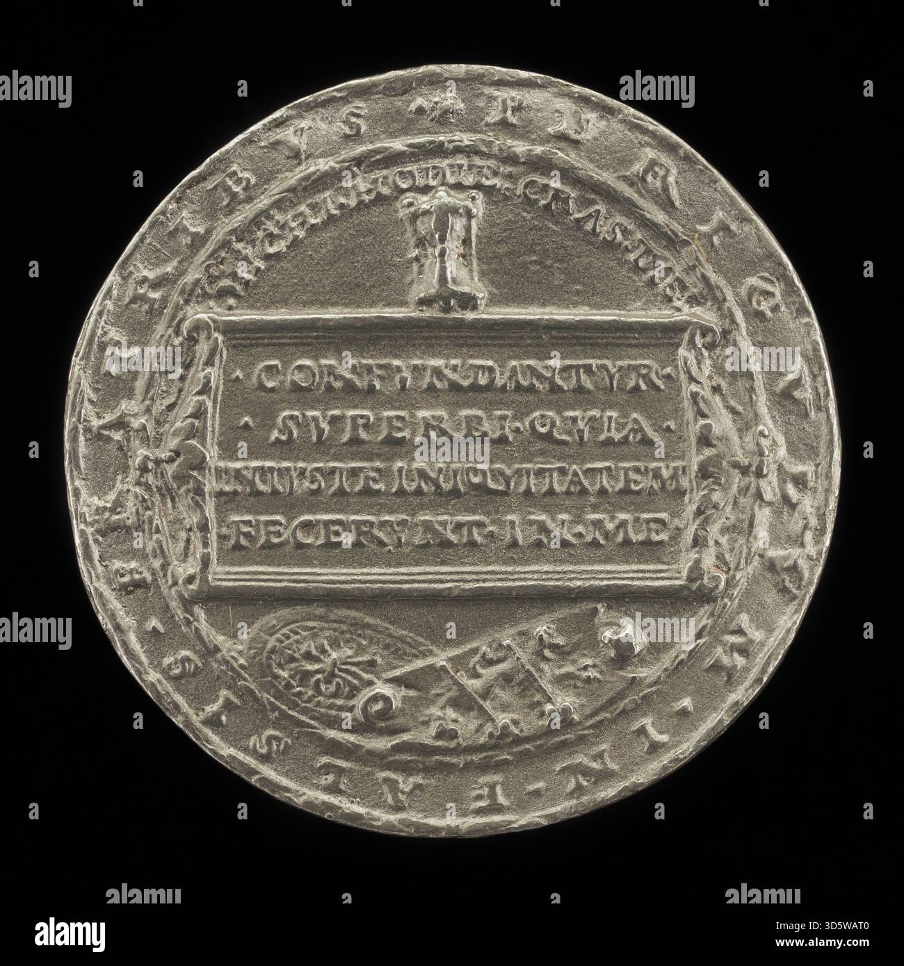 The reverse of a medal by Matthes Gebel featuring an hourglass on an ...