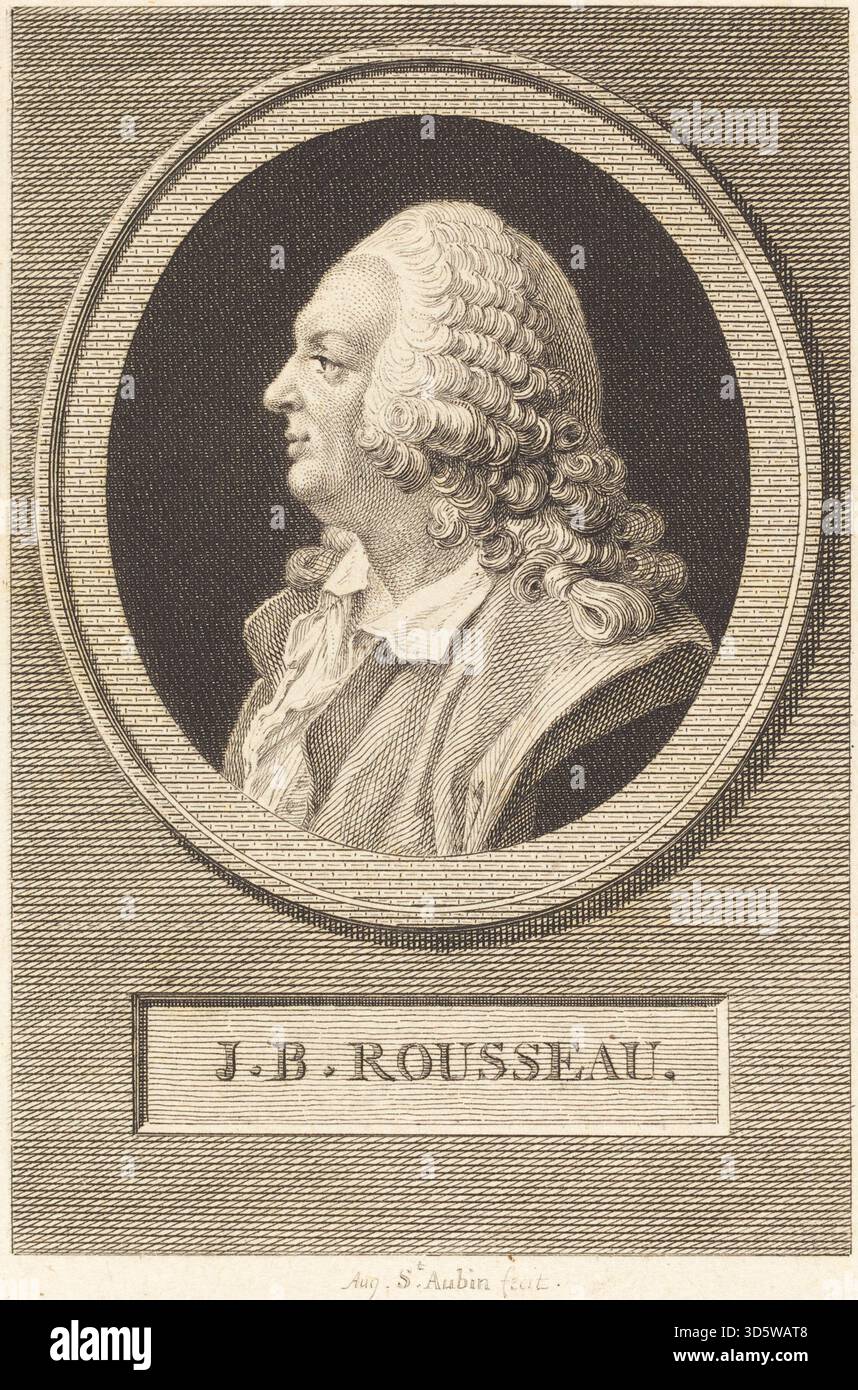 Engraving by Augustin de Saint Aubin depicting Jean-Baptiste Rousseau ...