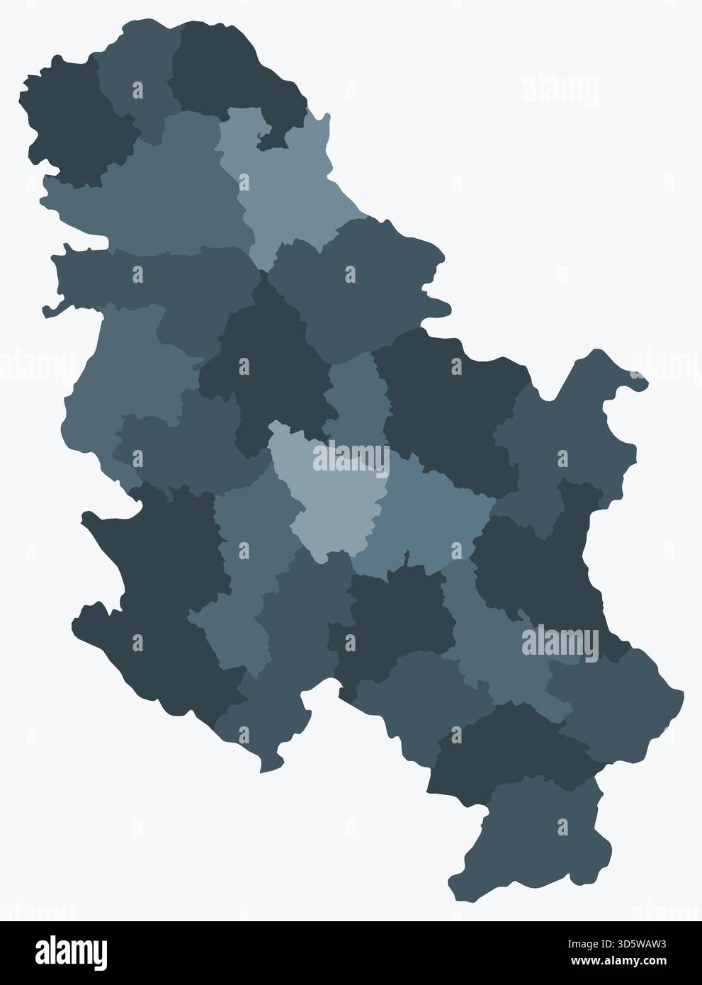 Map of Serbia with regions. Just a simple country border map with ...