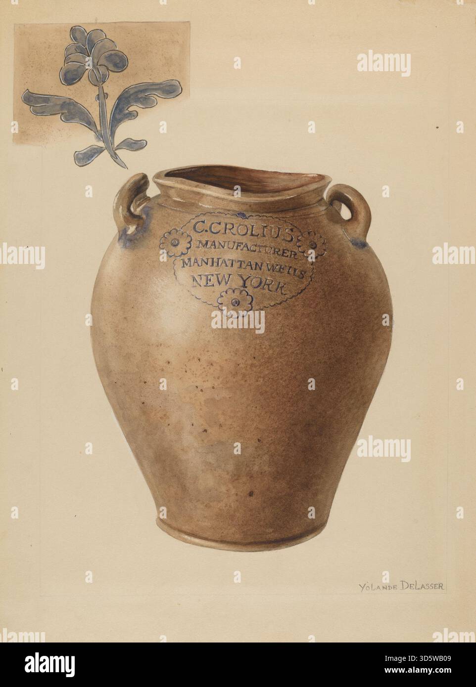 A jar created circa 1936 by Yolande Delasser. This ceramic vessel ...
