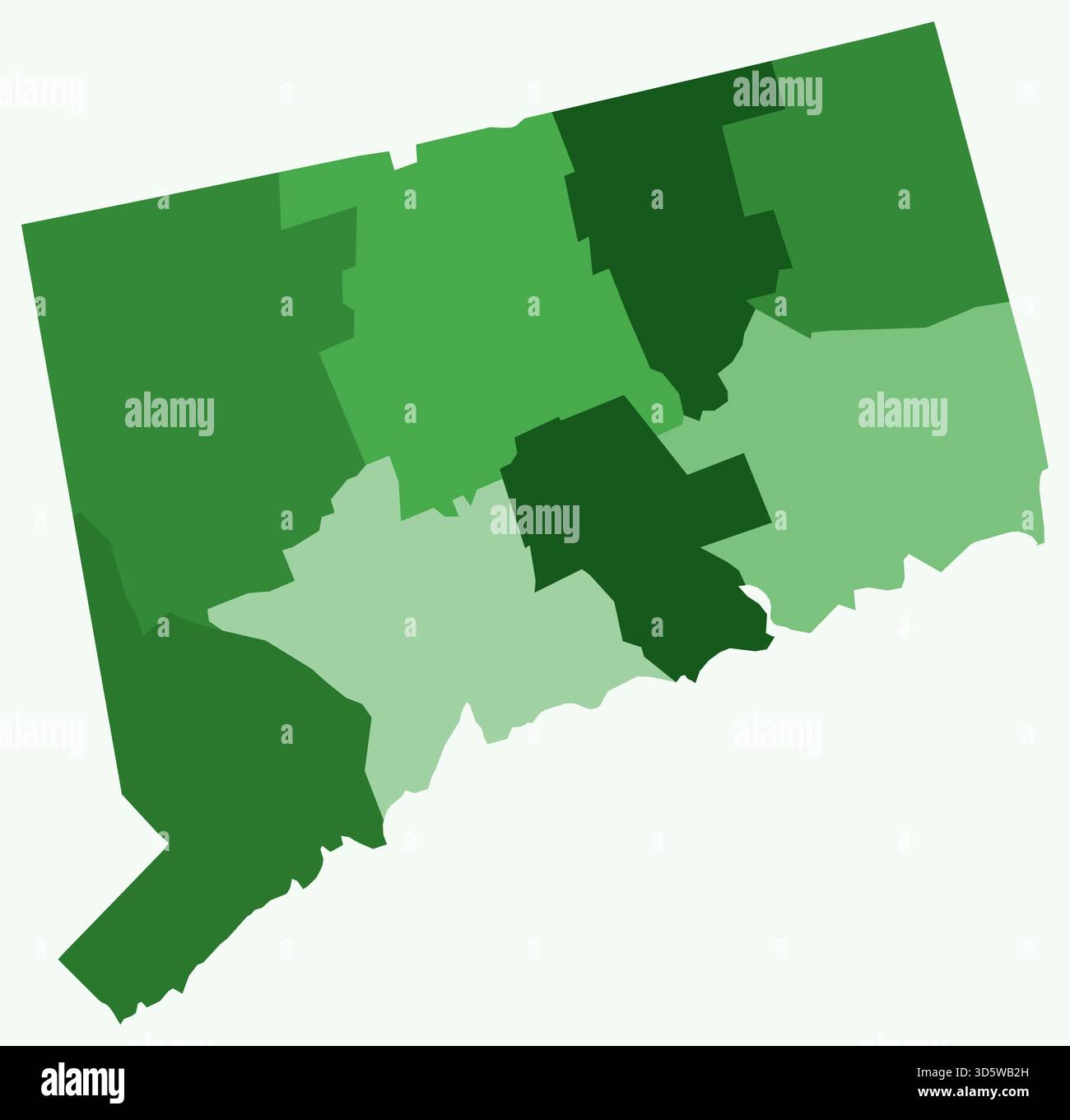 Map of Connecticut with counties, featuring a simple state border and ...