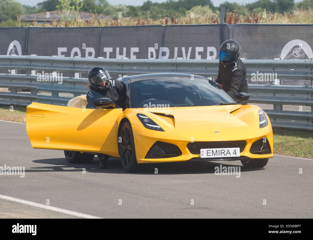 A Lotus Emira at the company's track in Hethel, Norfolk,UK. The female ...