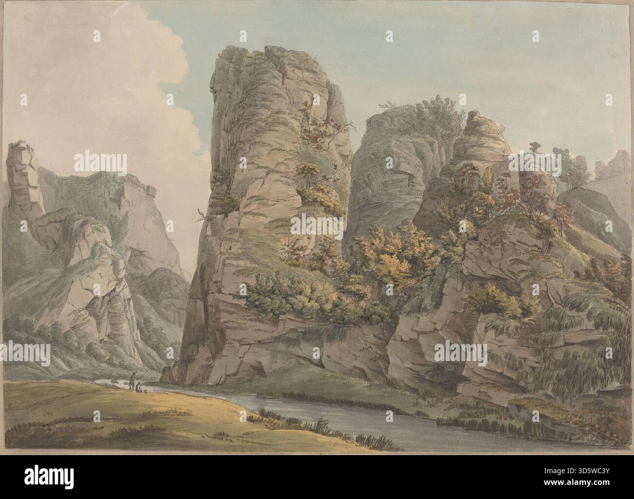 A 1789 watercolor painting by William Day depicting a distinctive rock ...
