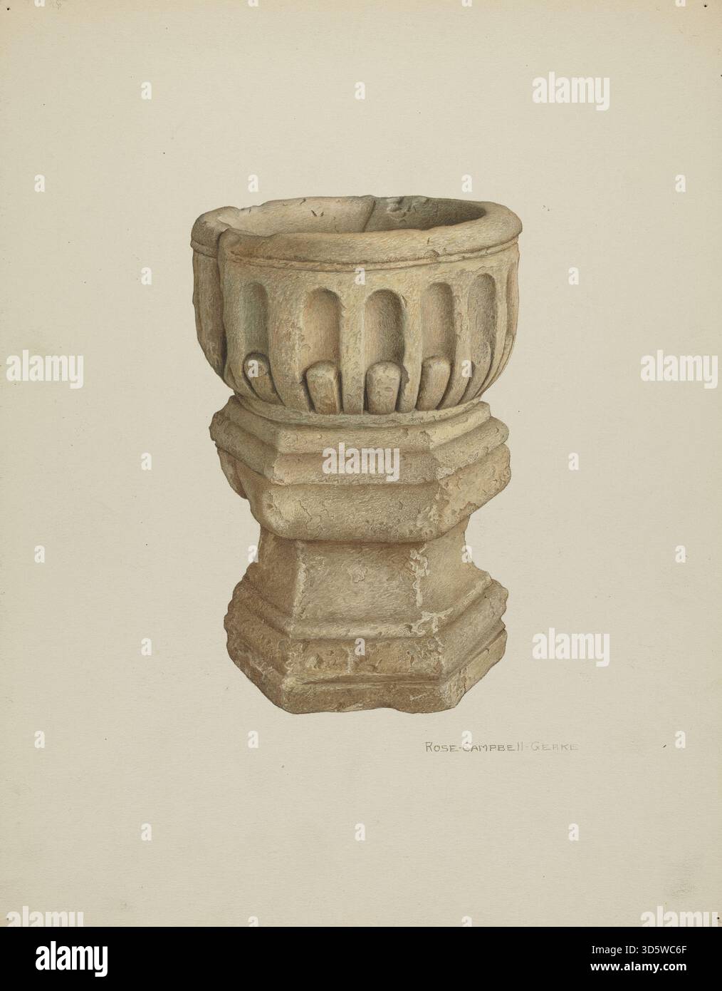 The 1940 stone baptismal font by Rose Campbell Gerke is a carved ...