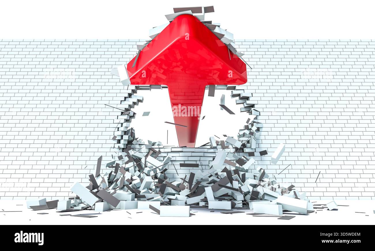 3d red arrow breaking Cut Out Stock Images & Pictures - Alamy