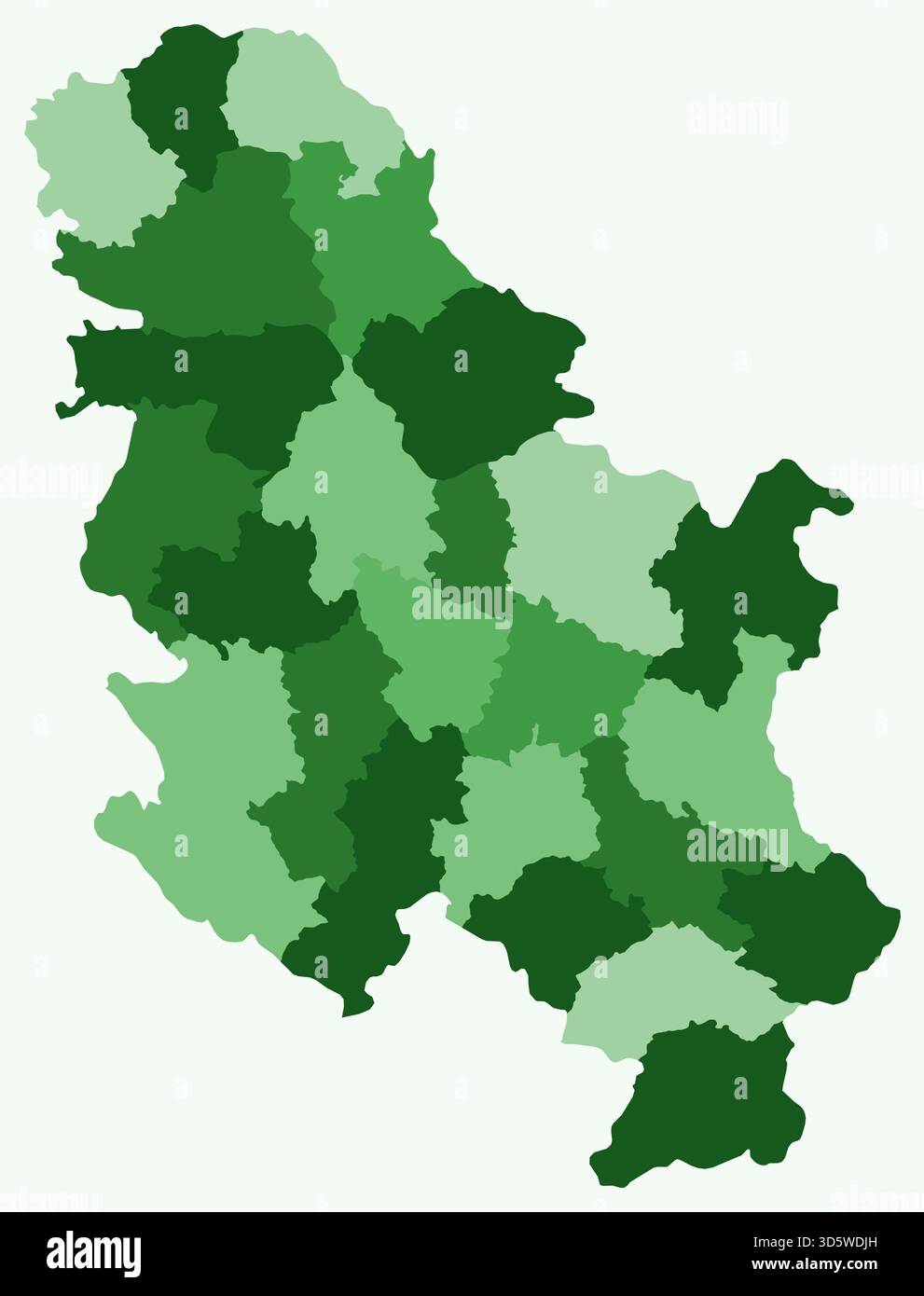 Map of Serbia with regions. A simple country border map with region ...