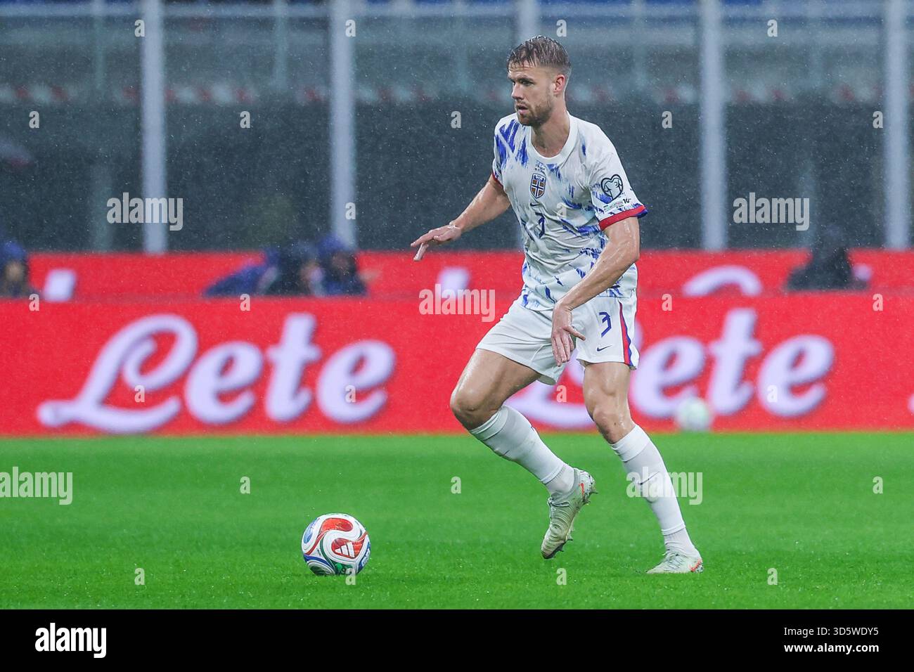 Kristoffer Ajer of Norway seen in action during FIFA World Cup 2026 qualifier football match ...