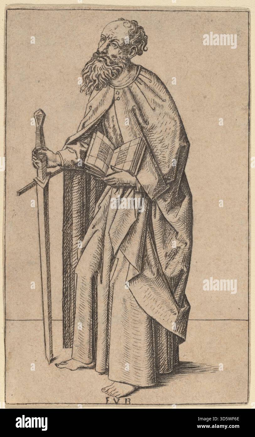 This circa 1490-1500 work by Master FVB depicts Saint Paul, showing the ...