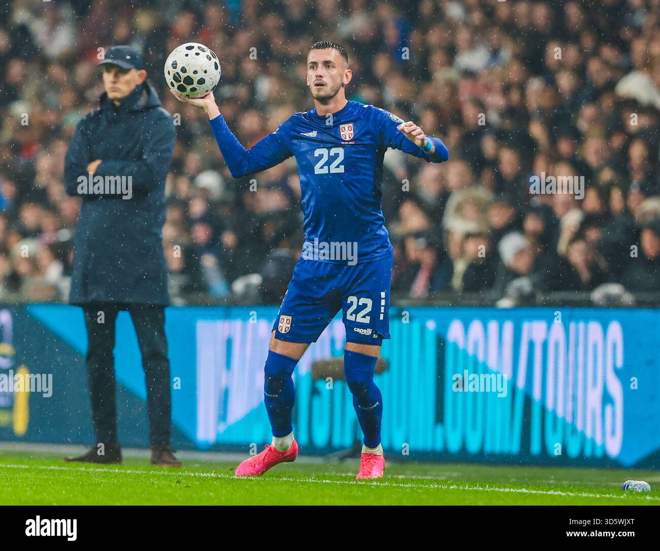 London, UK. 13th Nov, 2025. Serbia's Aleksa Terzic during the 2026 FIFA ...
