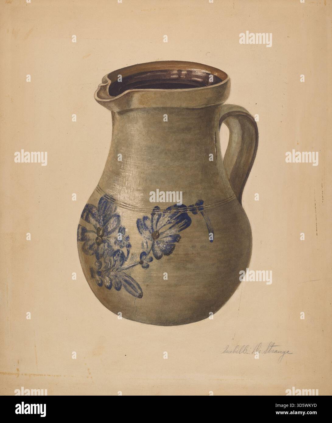 This stoneware pitcher by Isabelle De Strange, circa 1938, is made of ...