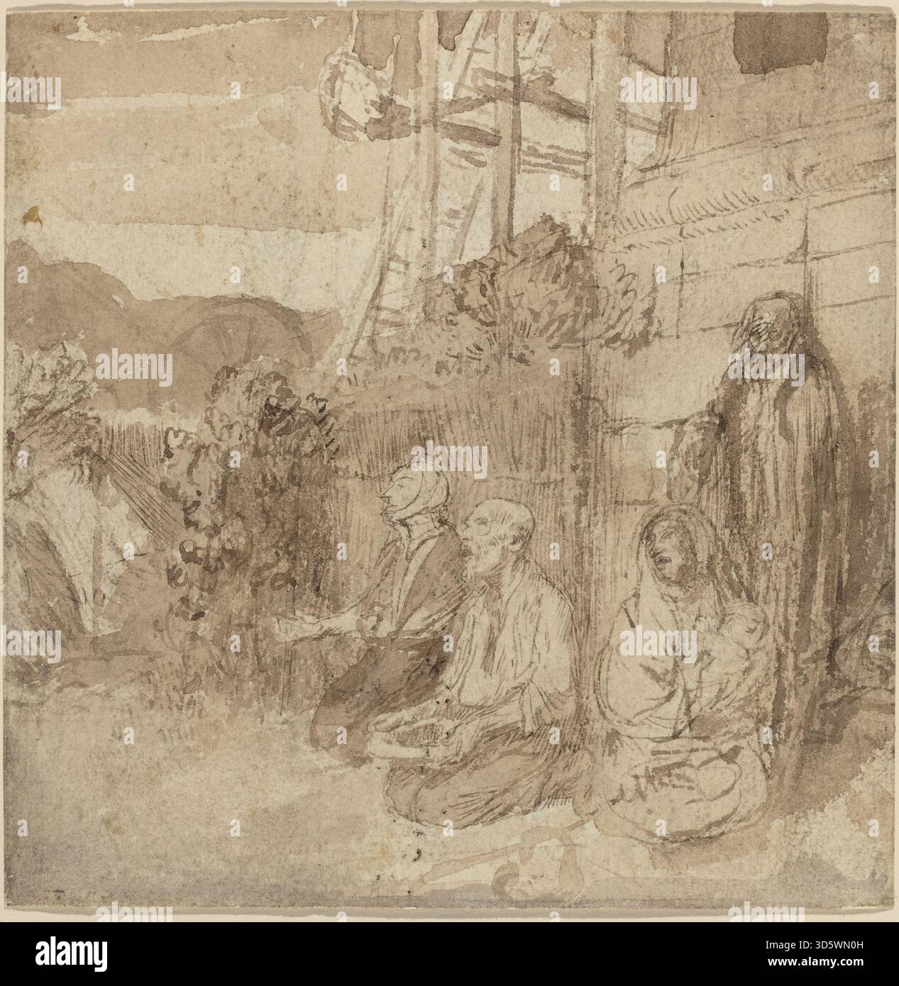 A work by Alphonse Legros portraying English beggars, showing figures ...