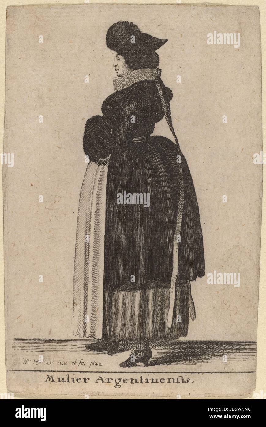A 1642 engraving by Wenceslaus Hollar depicting a woman from Strasbourg ...