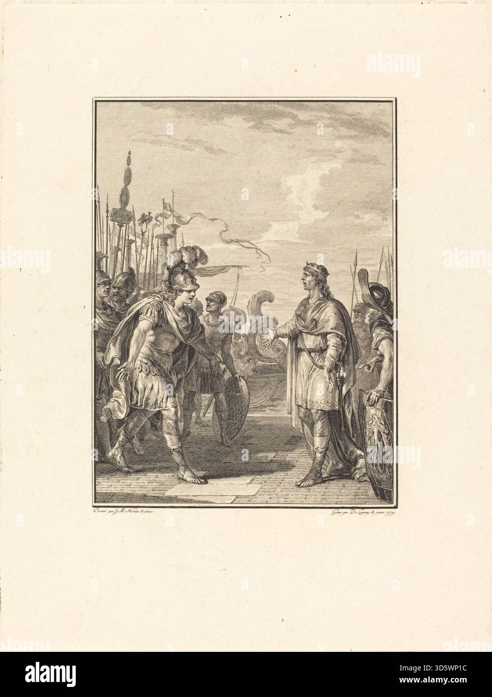 A 1779 print by Robert Delaunay after Jean Michel Moreau depicting ...