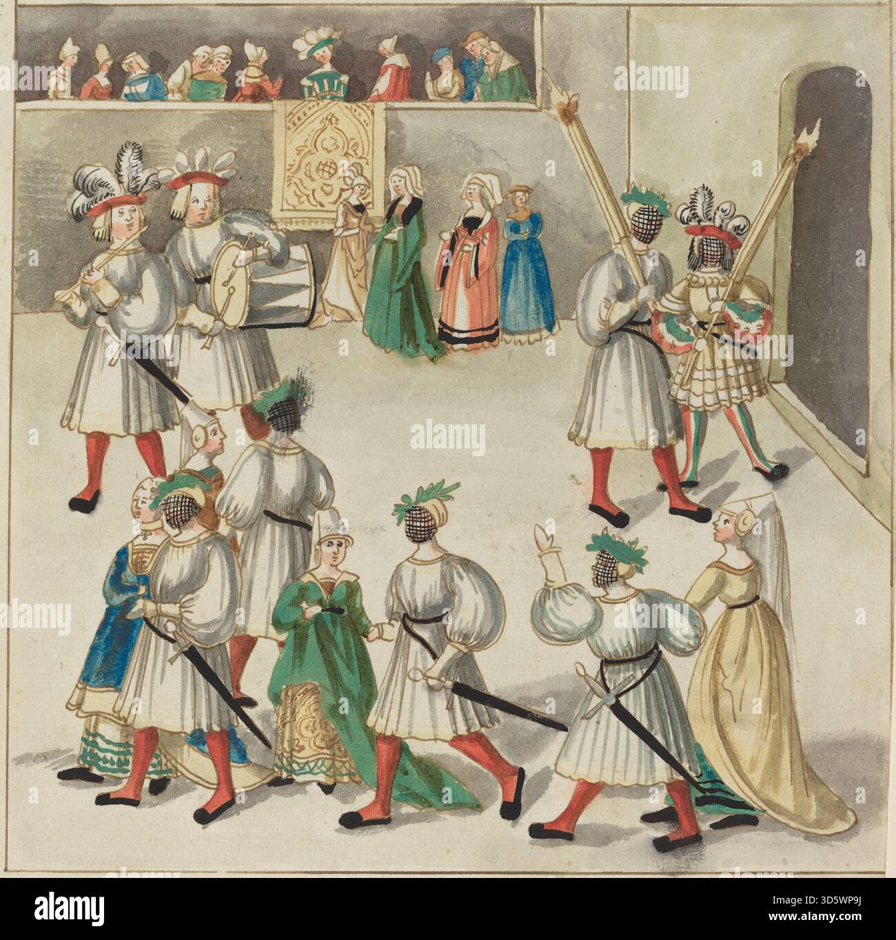This German painting from circa 1515 depicts a masquerade scene with ...