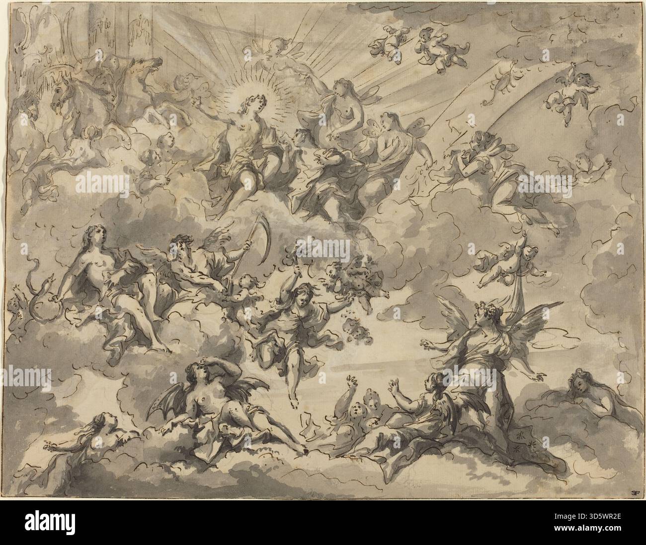 Apollo and the Muses by Giuseppe Valeriani depicts the god Apollo ...
