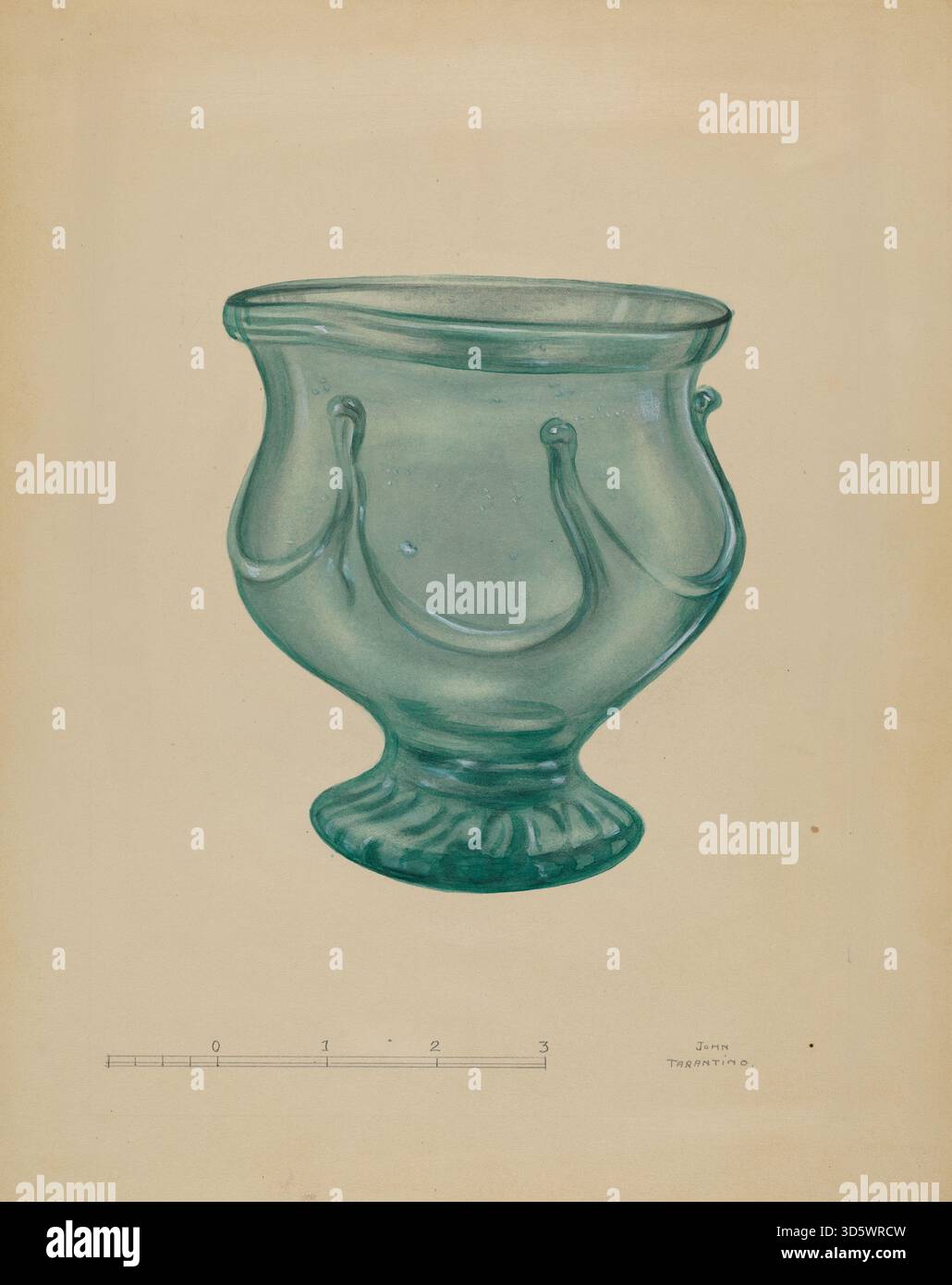 A circa 1936 ceramic bowl by John Tarantino, showing its rounded form ...