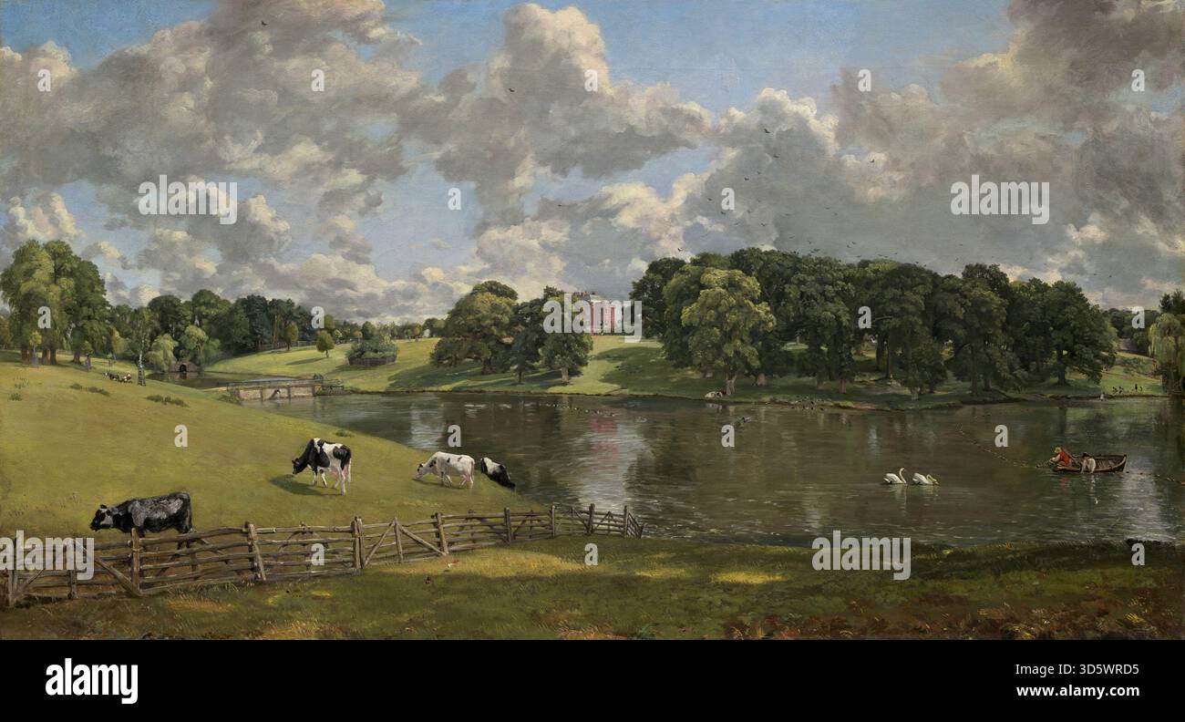 A landscape painting by John Constable from 1816 depicting Wivenhoe ...