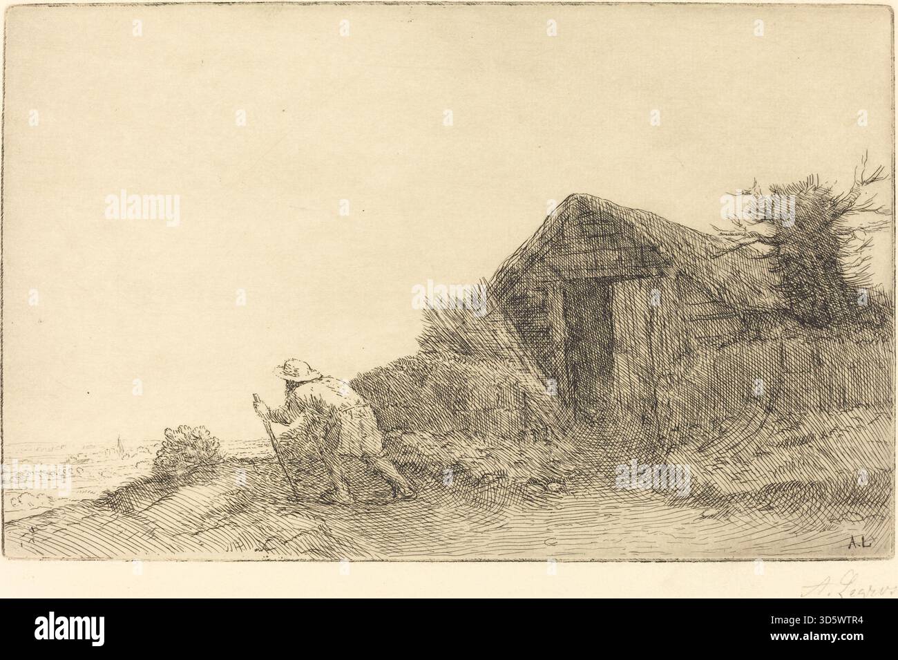 This drawing shows a hilltop with trees, undulating terrain, and a wide ...