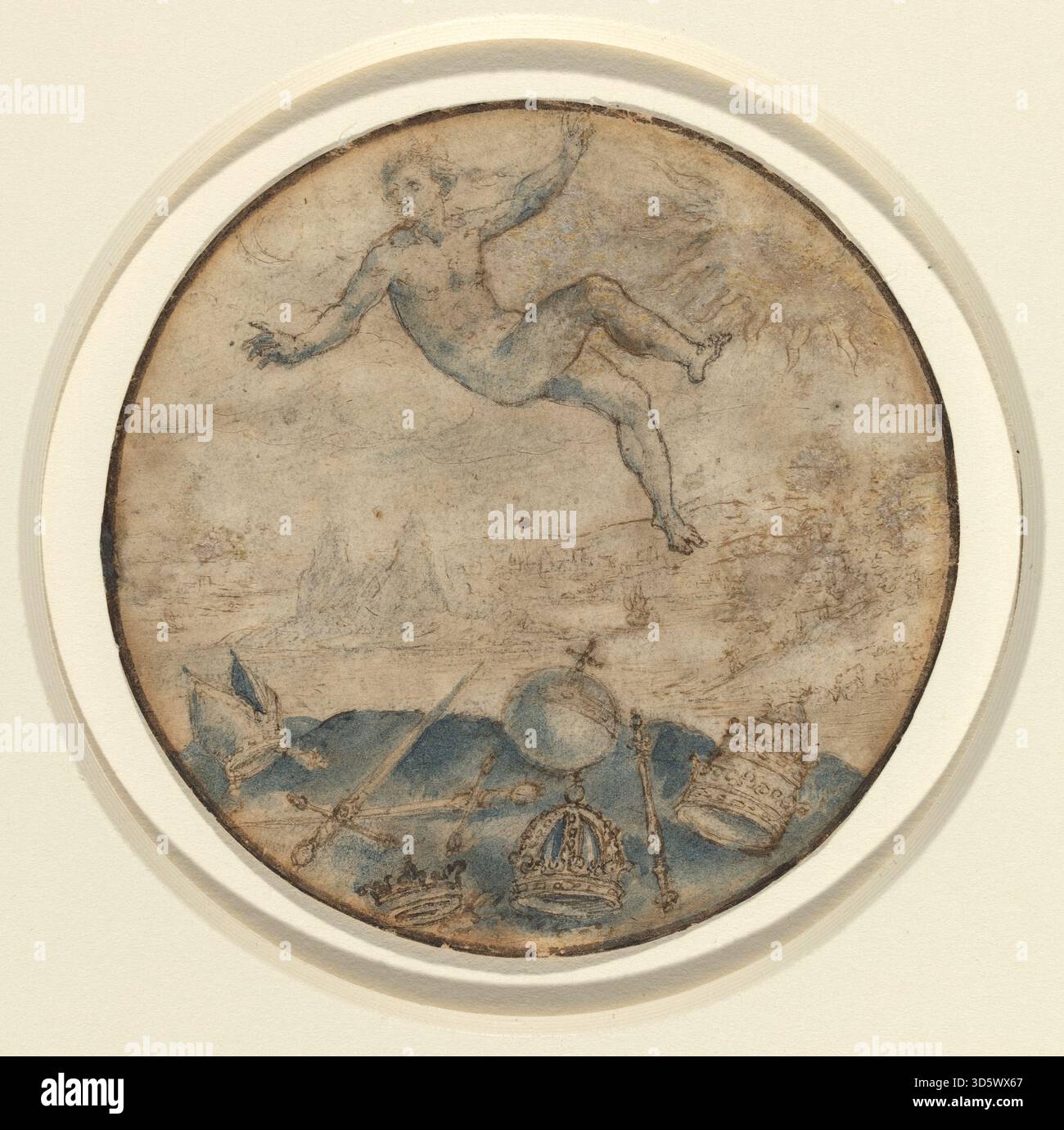 Painting or print from the 17th century depicting a man falling from ...