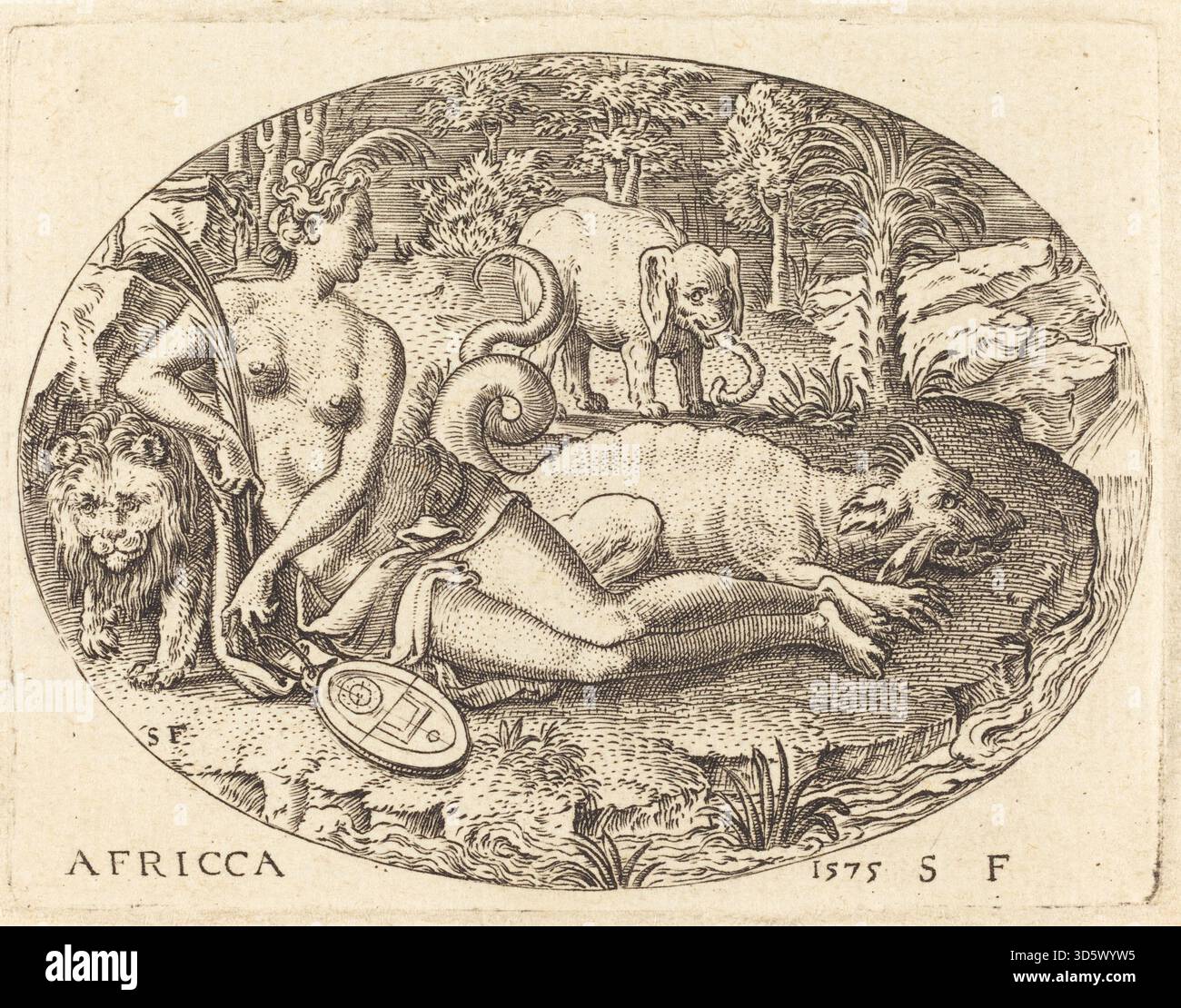 This 1575 engraving by Etienne Delaune depicts Africa as a personified ...