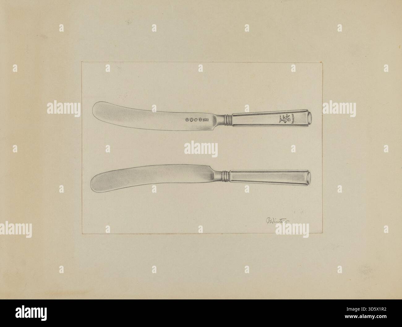 Silver knife by Charlotte Winter, circa 1936, made of silver, featuring ...