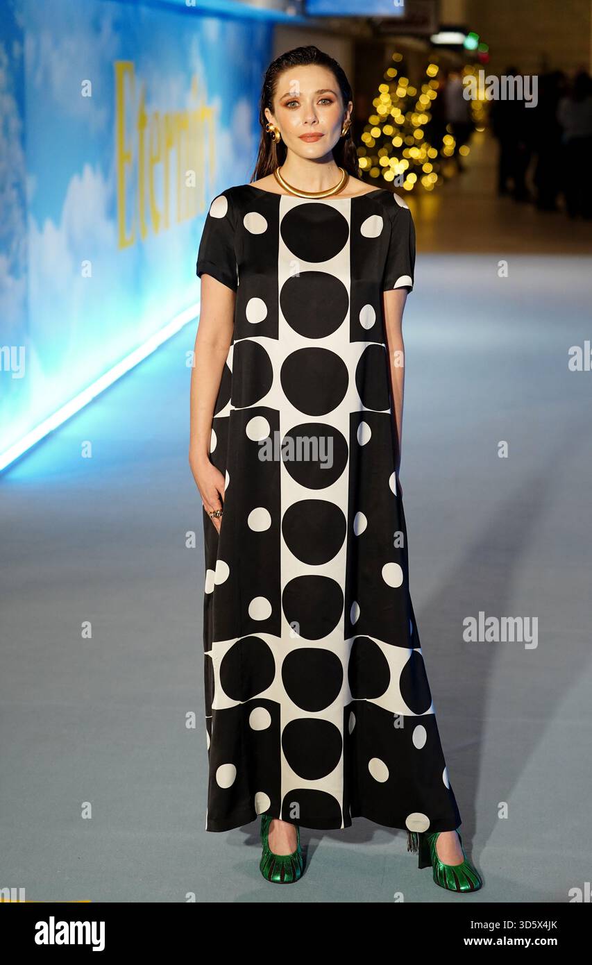 Elizabeth Olsen attends the Eternity UK premiere at the Cinema In The ...