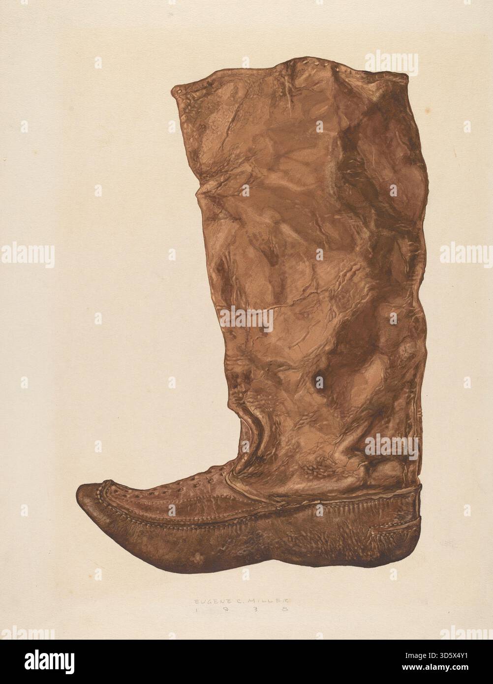 A detailed representation of a boot highlighting form, texture, and ...