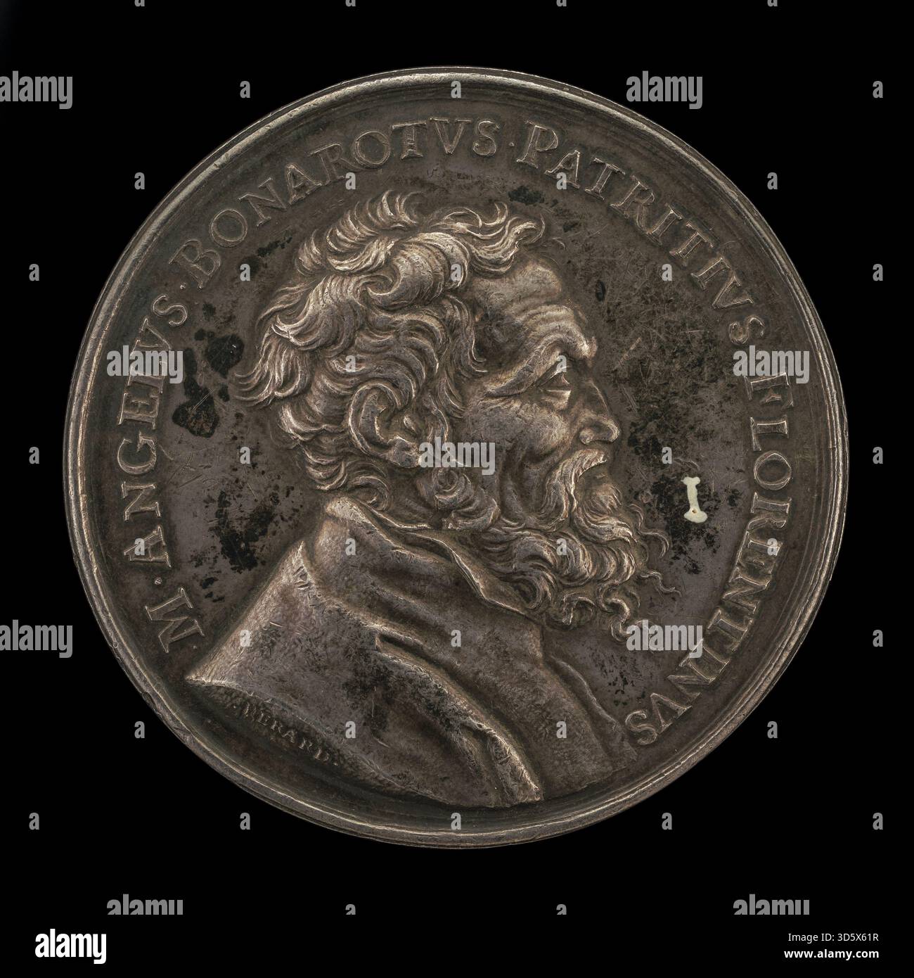 This 1673 obverse medal by Gérard Léonard Hérard depicts Michelangelo ...