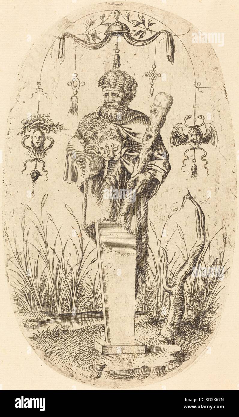 A print by Jean Mignon depicting Hercules with his club, showing ...