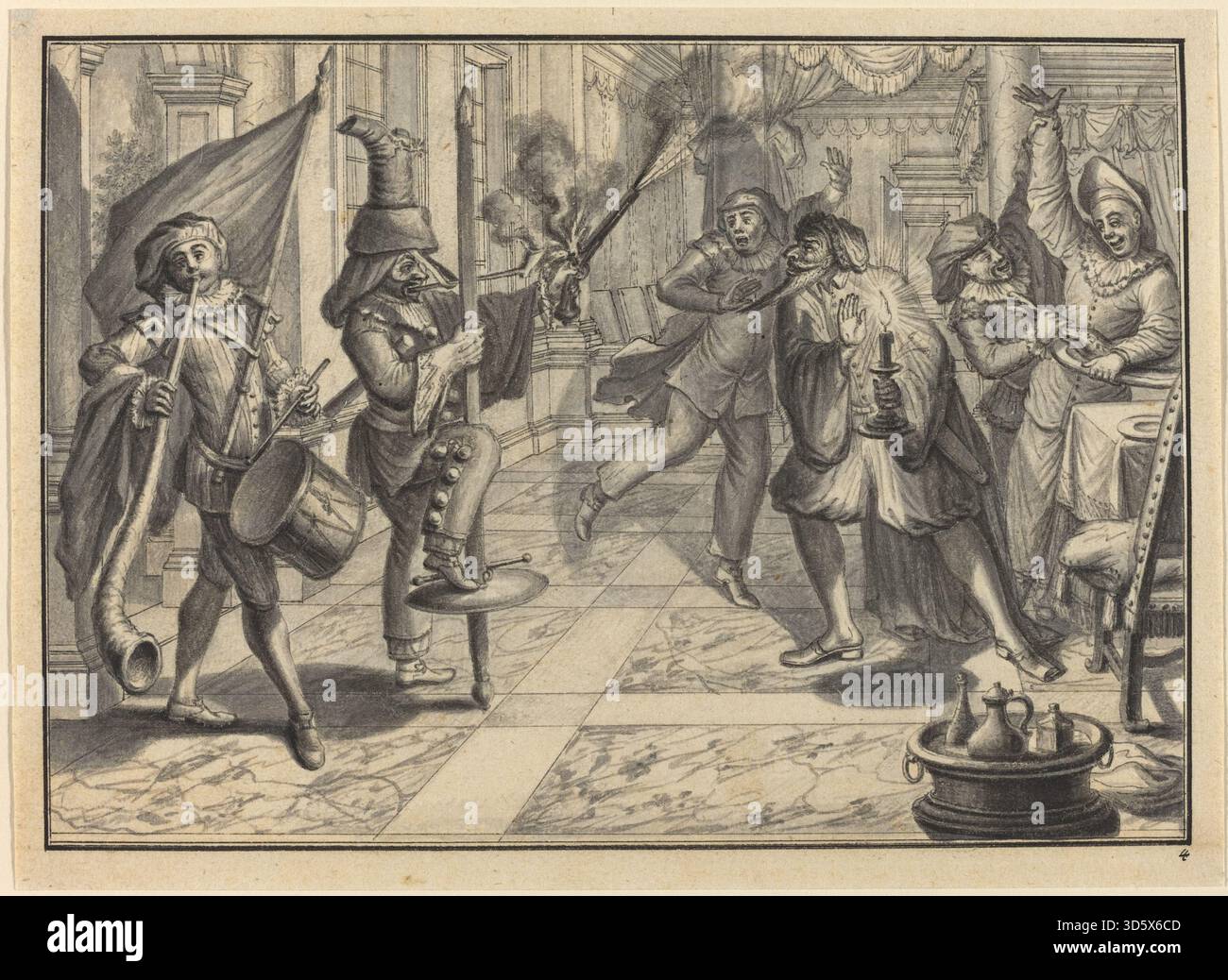 This circa 1729 etching by Johann Jacob Schübler shows Mezzetin and ...