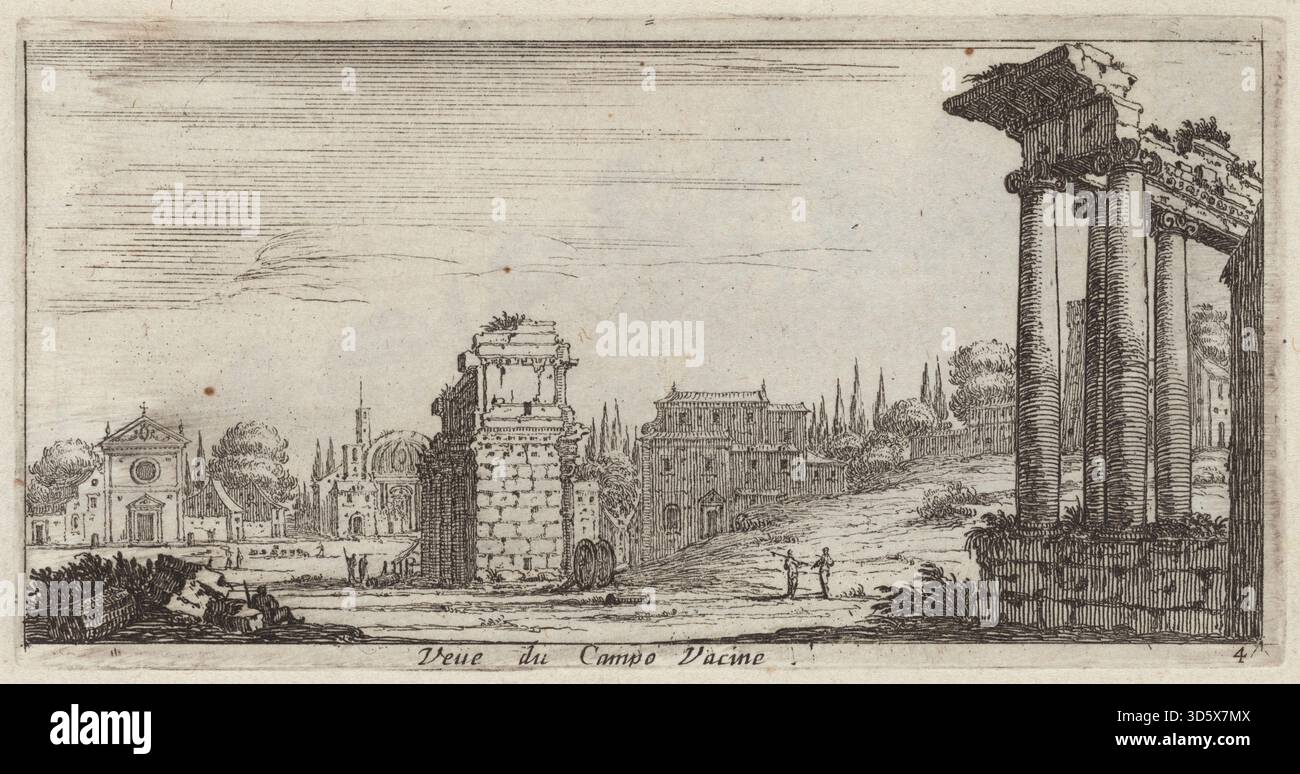 Etching by Israël Silvestre, 1640–1660, depicting Campo Vaccino in Rome ...