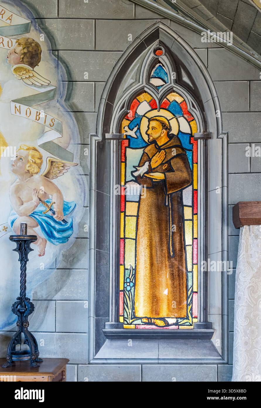 Painting to look like stained glass window of a monk, Italian Chapel on ...