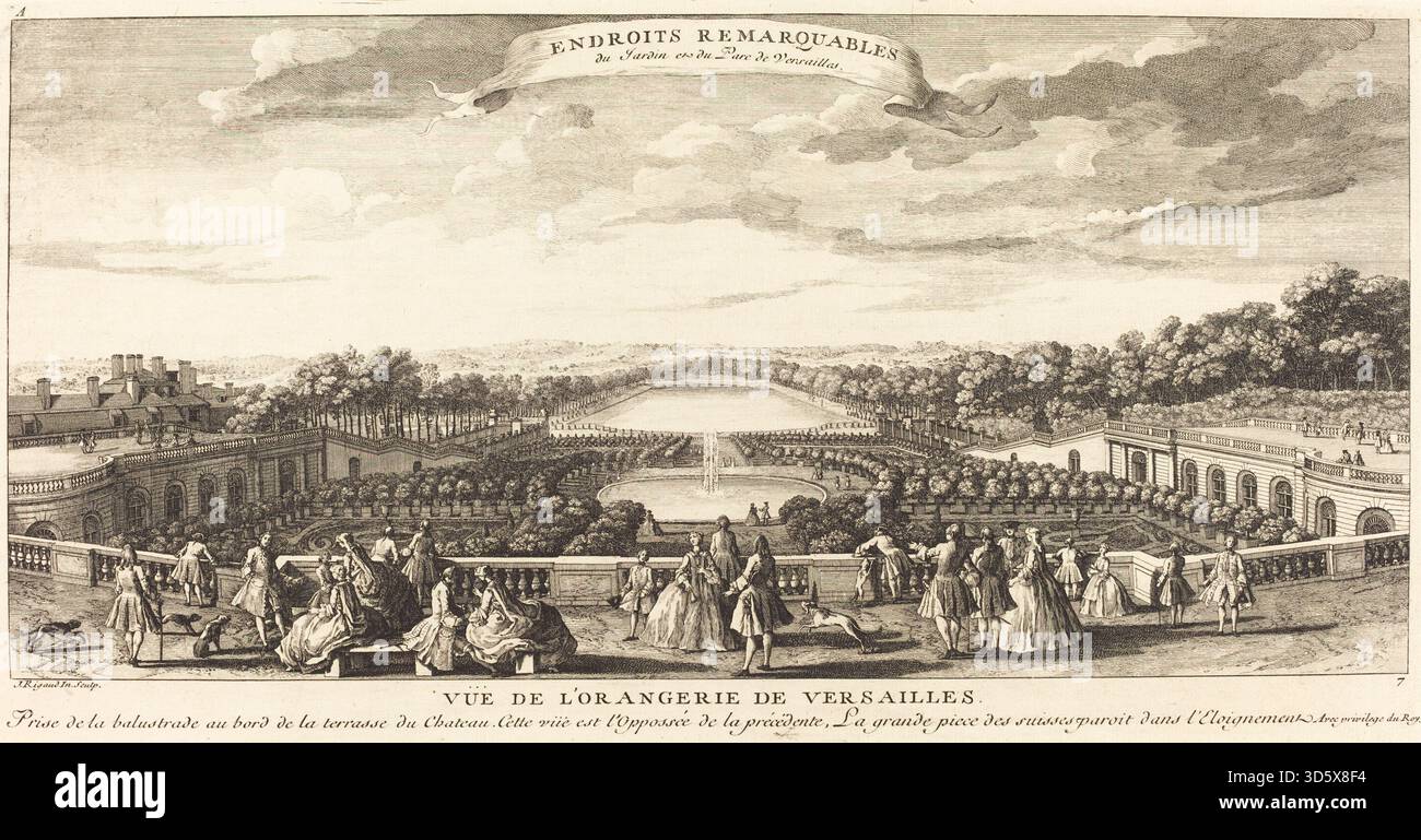 This painting by Jean Baptiste Rigaud depicts the Orangerie of ...