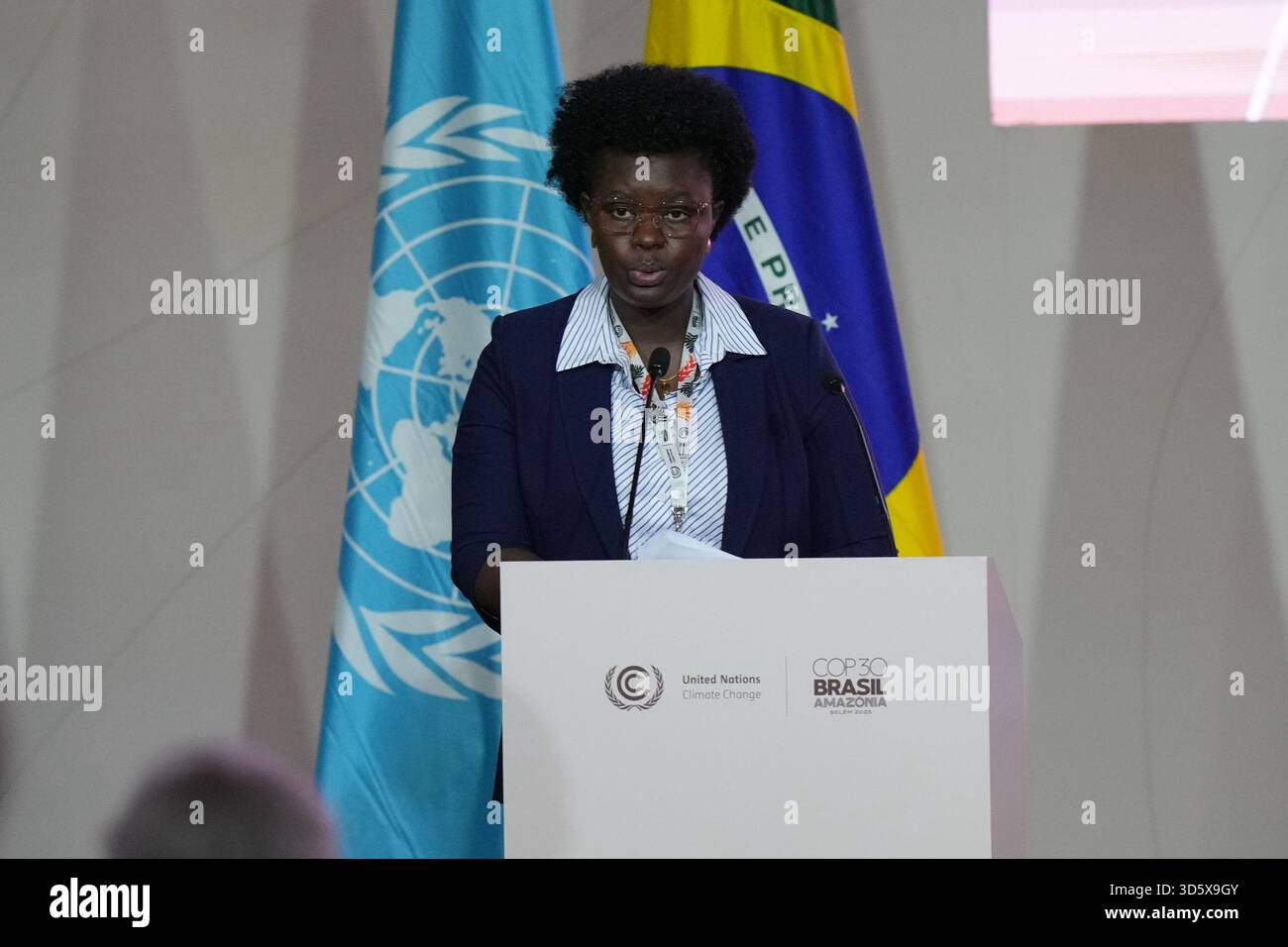 Lillian Aber, state minister for relief for Uganda, speaks during a ...