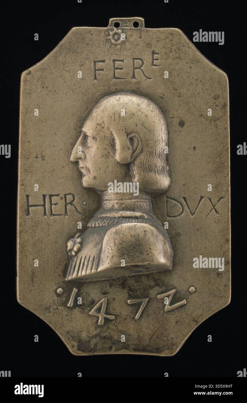 This 1471–1472 medal by Baldassare d'Este depicts Ercole I d'Este, Duke ...