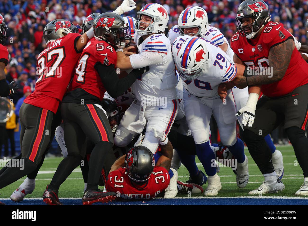 Buffalo Bills quarterback Josh Allen (17) scores a touchdown during the ...