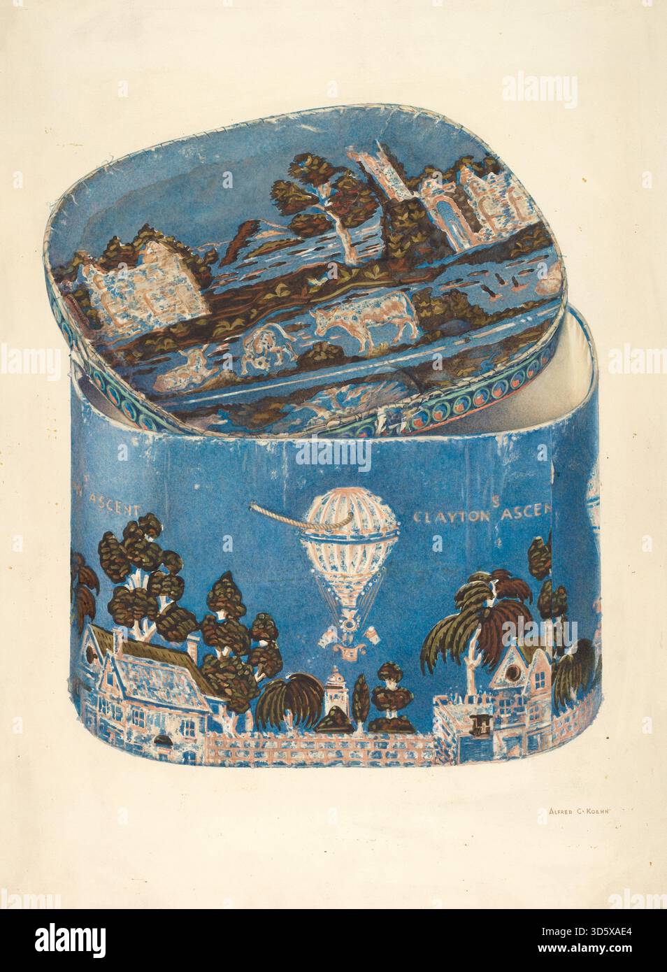 A bandbox design by Alfred Koehn created between 1935 and 1942, showing ...