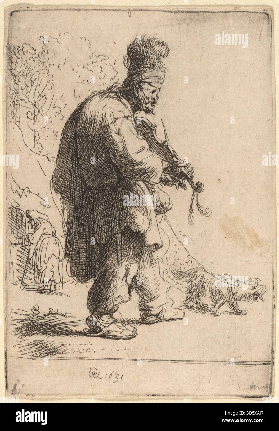 A 1631 painting by Rembrandt van Rijn depicting a blind fiddler playing ...