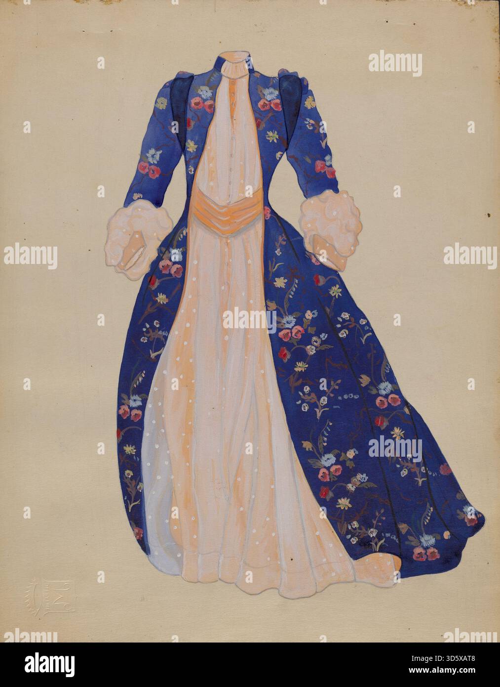 A dress designed by Charles Criswell circa 1936, showing period ...
