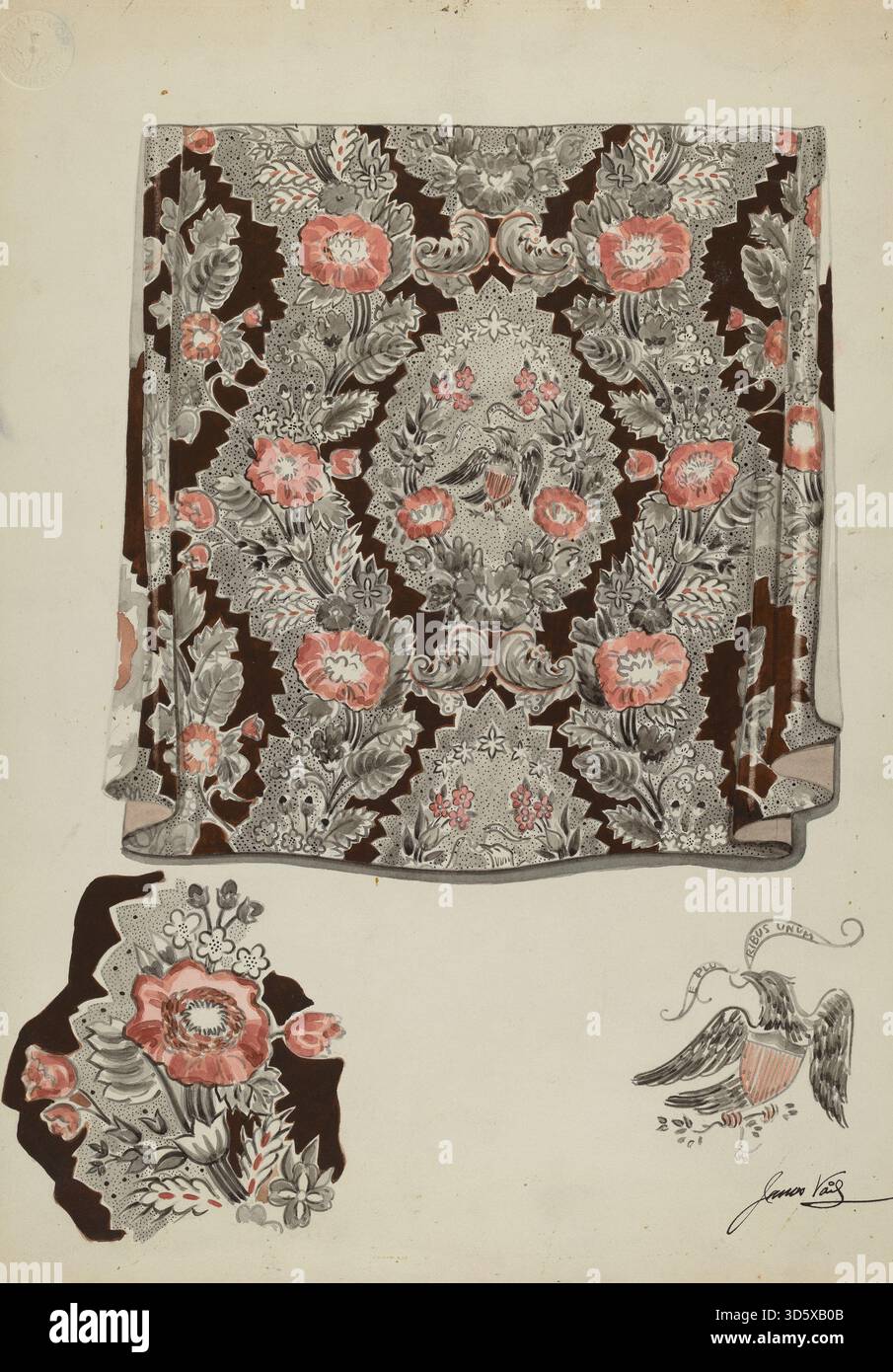 James Vail’s circa 1937 painting depicts textile drapery, showing folds ...