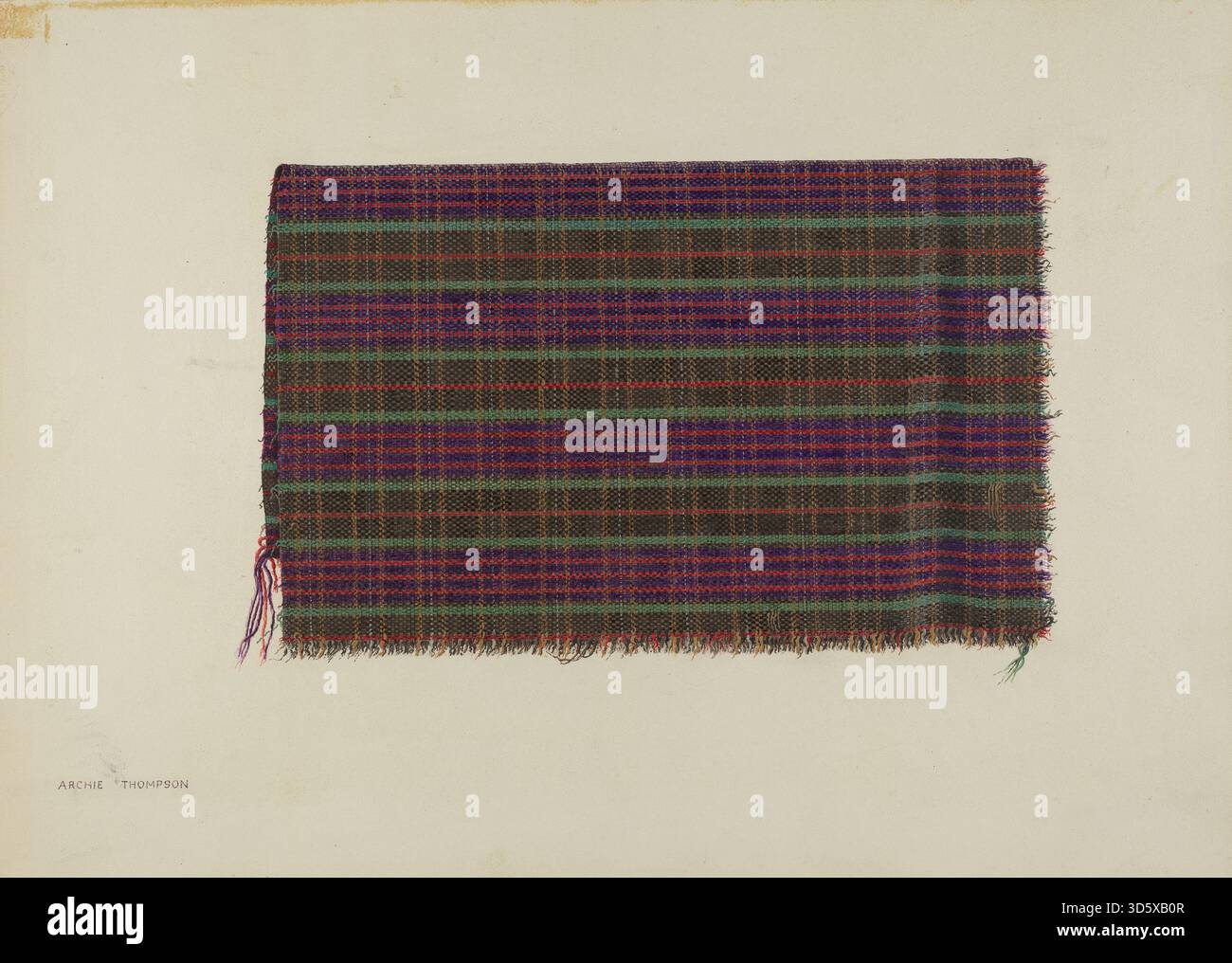 This 1940 object by Archie Thompson depicts a woolen textile ...