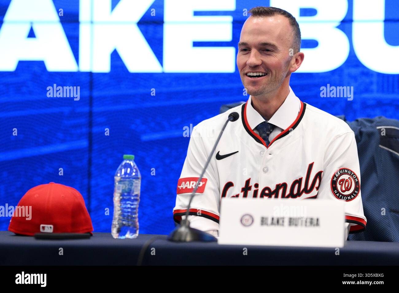 New Washington Nationals Manager Blake Butera speaks during a baseball ...