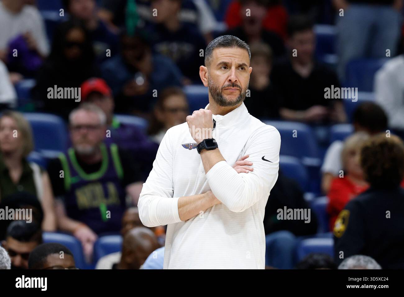 New Orleans Pelicans interim head coach James Borrego reacts during the ...