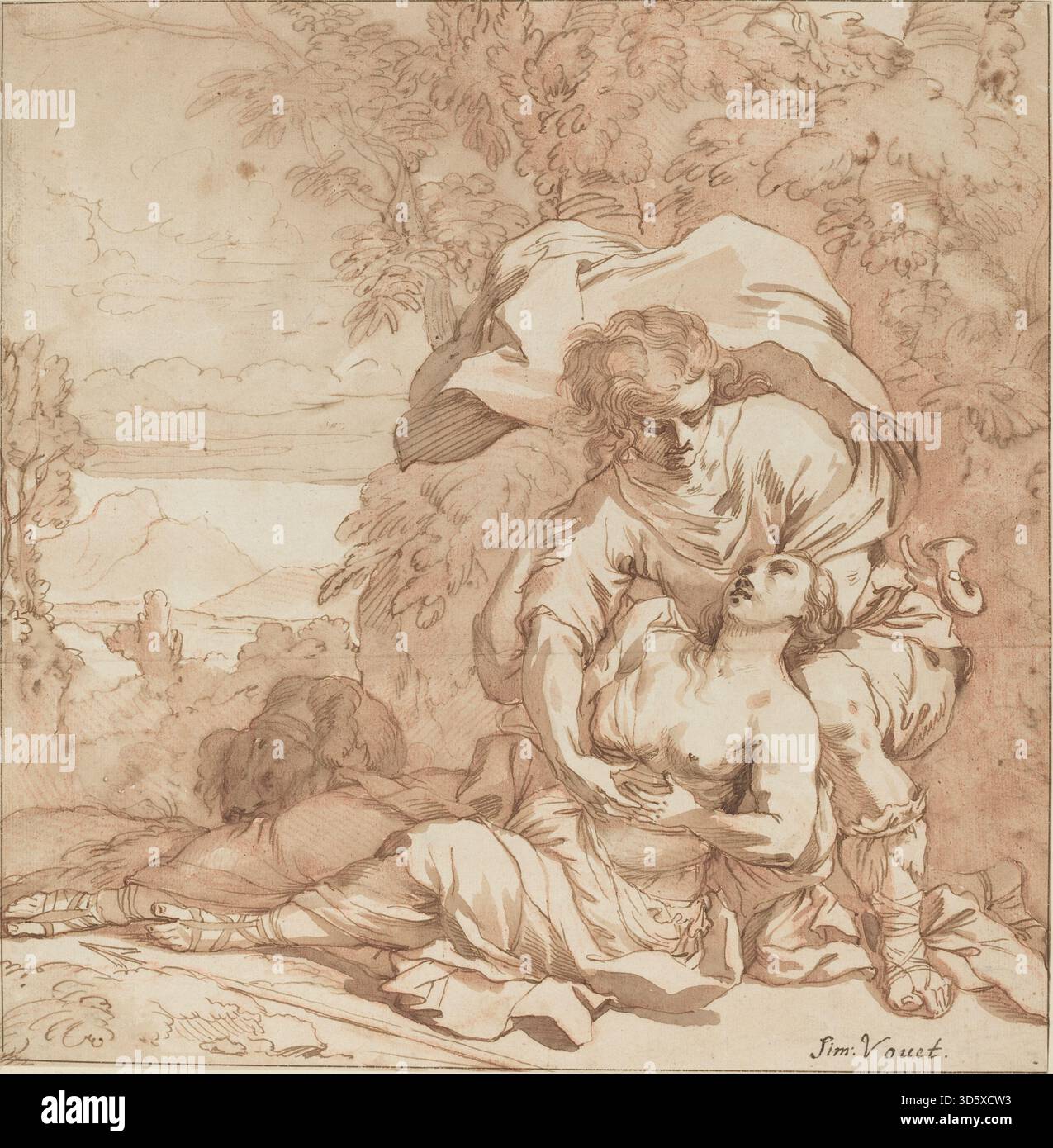This artwork from the studio of Simon Vouet depicts Procris and ...
