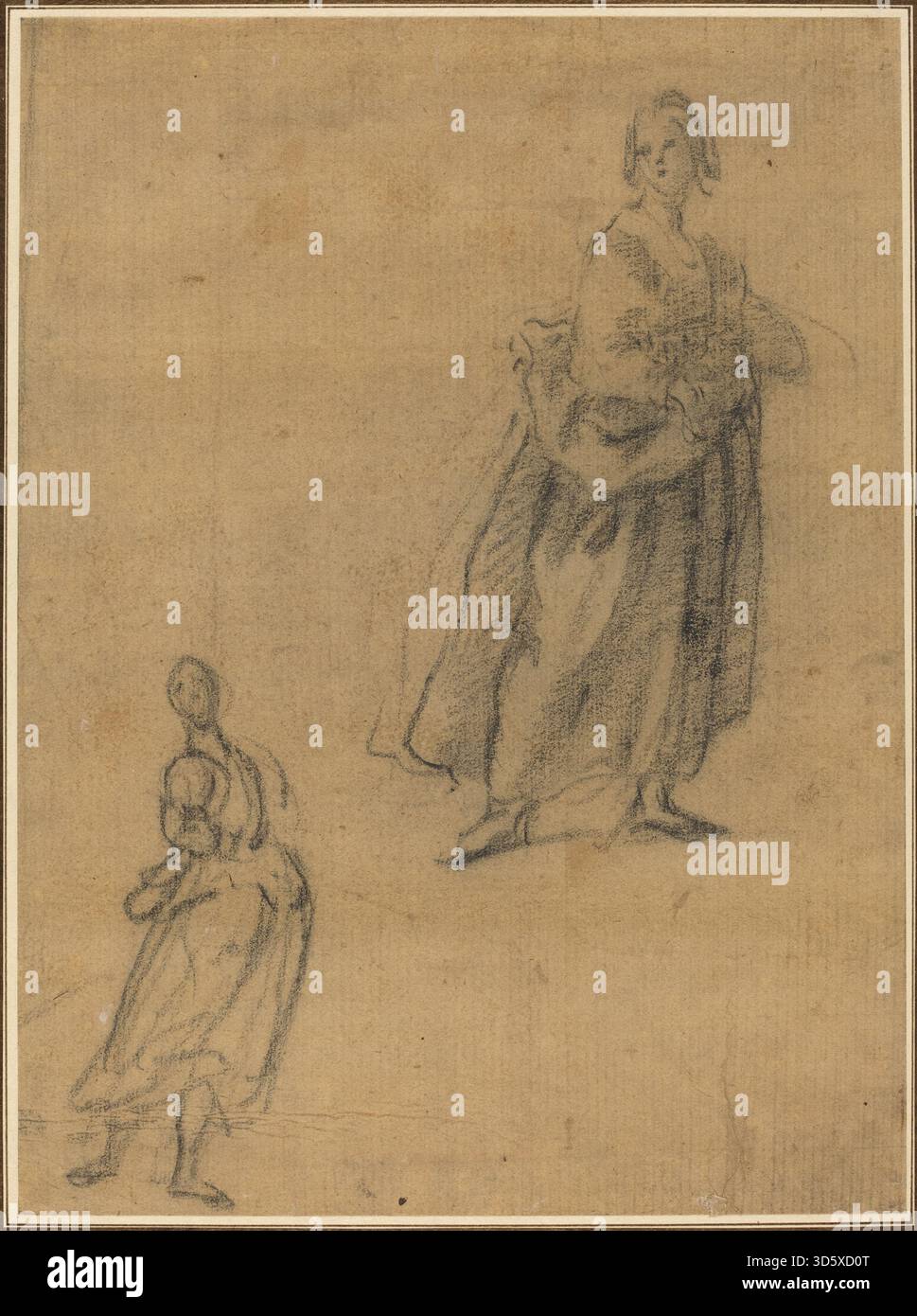 An early 17th-century Italian artwork showing two studies of a standing ...