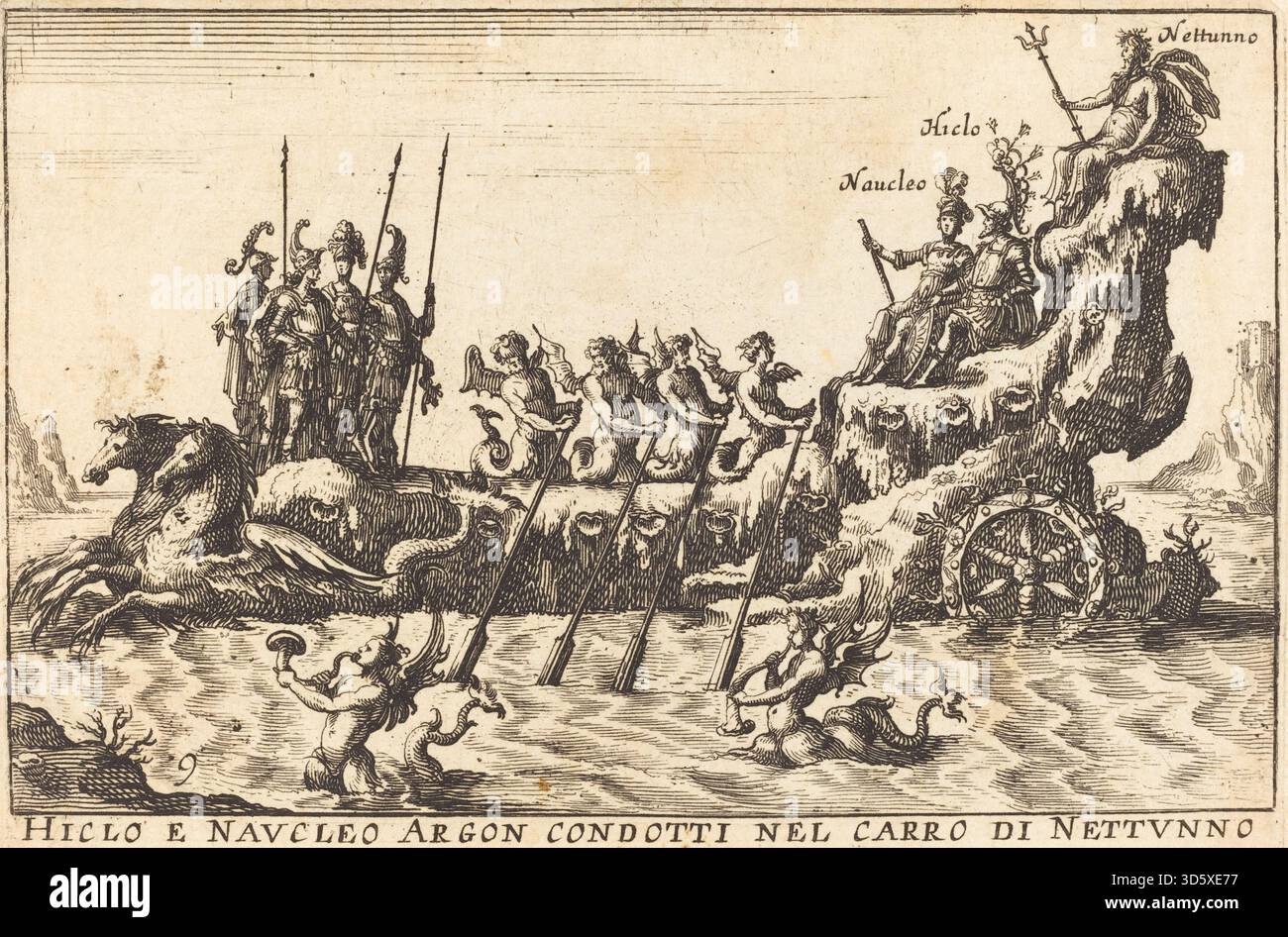 The image depicts Hiclo and Naucleo, Argonauts, guided by Neptune in a ...