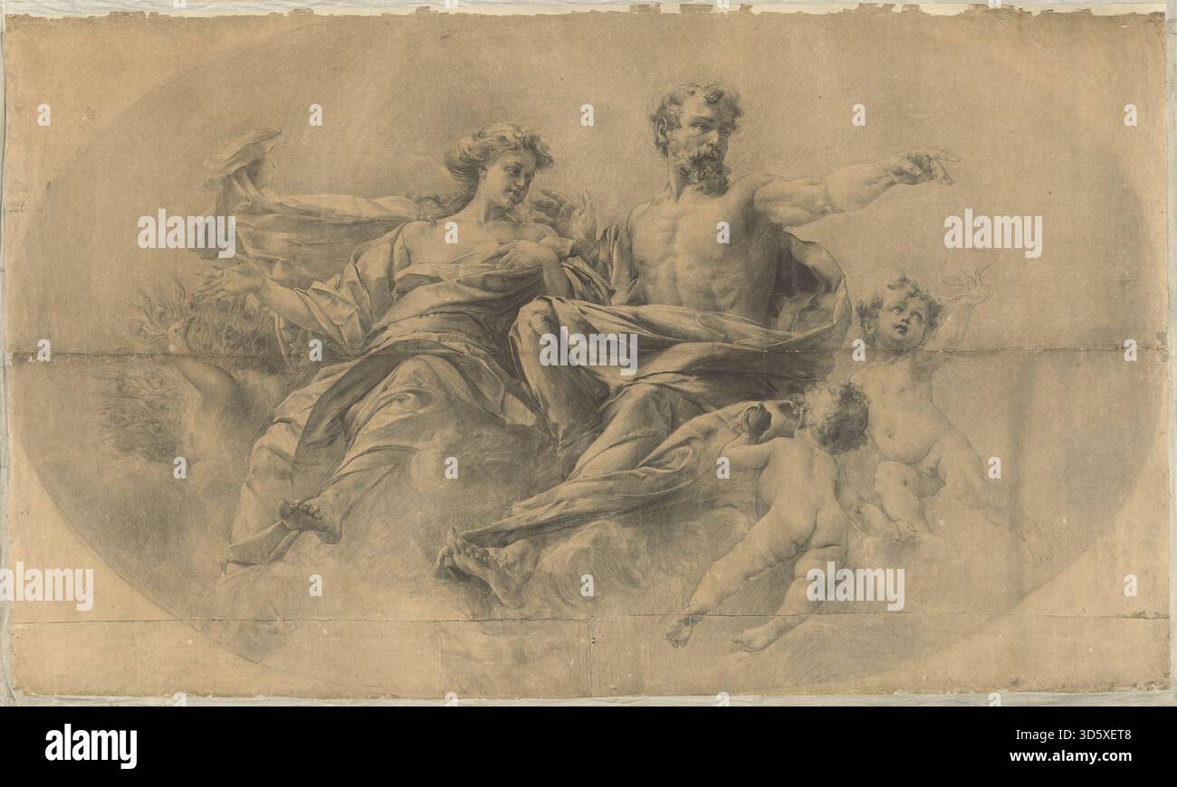 This artwork depicts the mythological figures Zeus and Hera ...