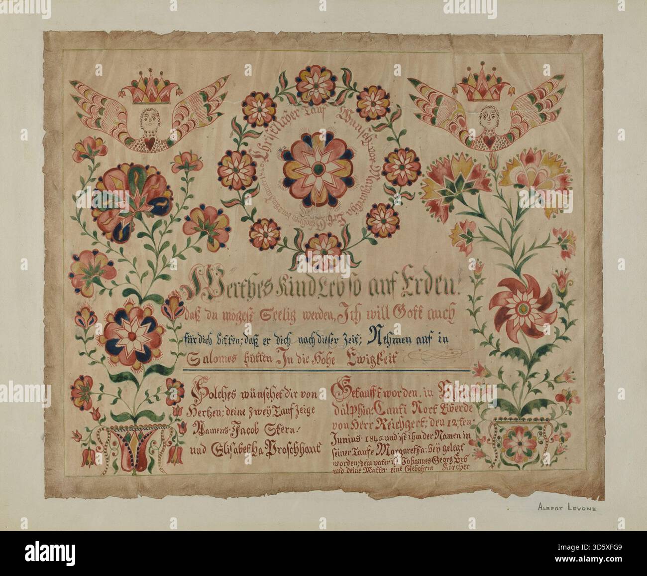 This 1940 Pennsylvania German birth certificate by Albert Levone ...