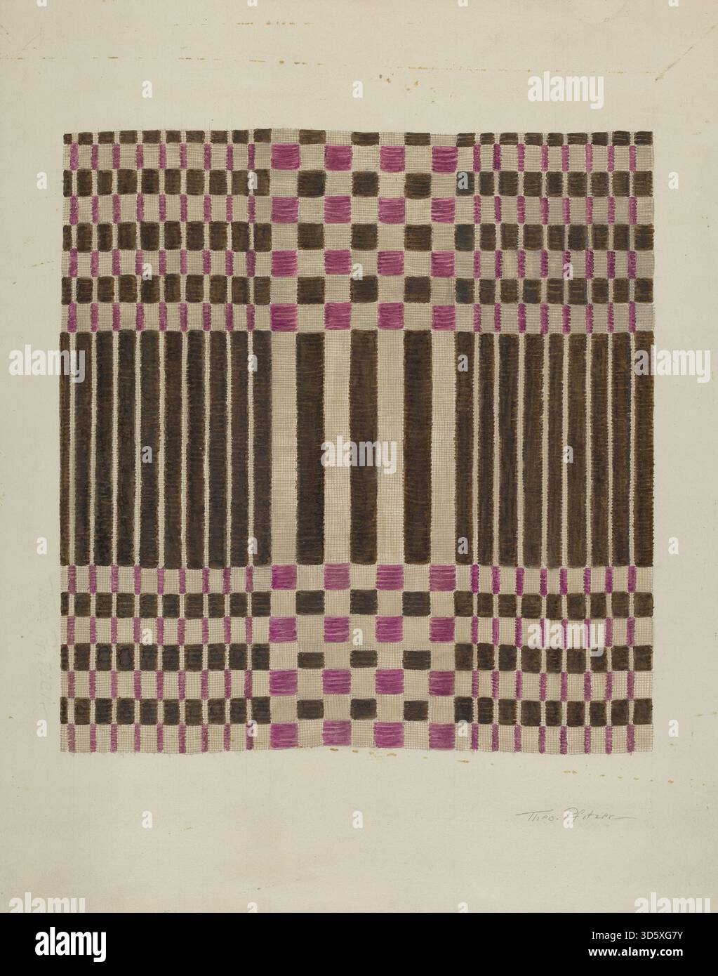This 1937 woven coverlet by Theodore Pfitzer is a fabric bed covering ...