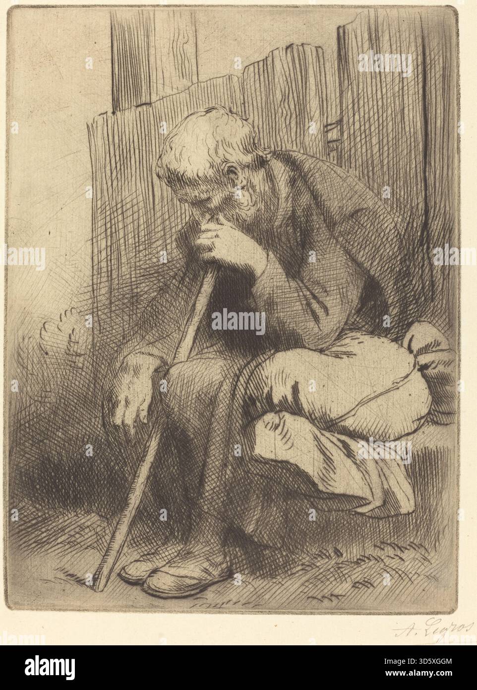 Alphonse Legros' 'Thinker' depicts a solitary seated male figure in ...